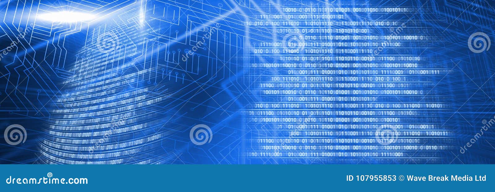 Code Binary Interface and Blue Background Stock Illustration - Illustration of circuit, shine ...