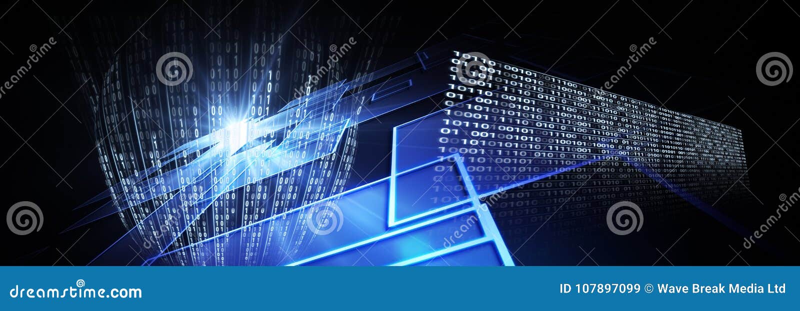 Code Binary Interface And Dark Perspective Background Royalty-Free ...