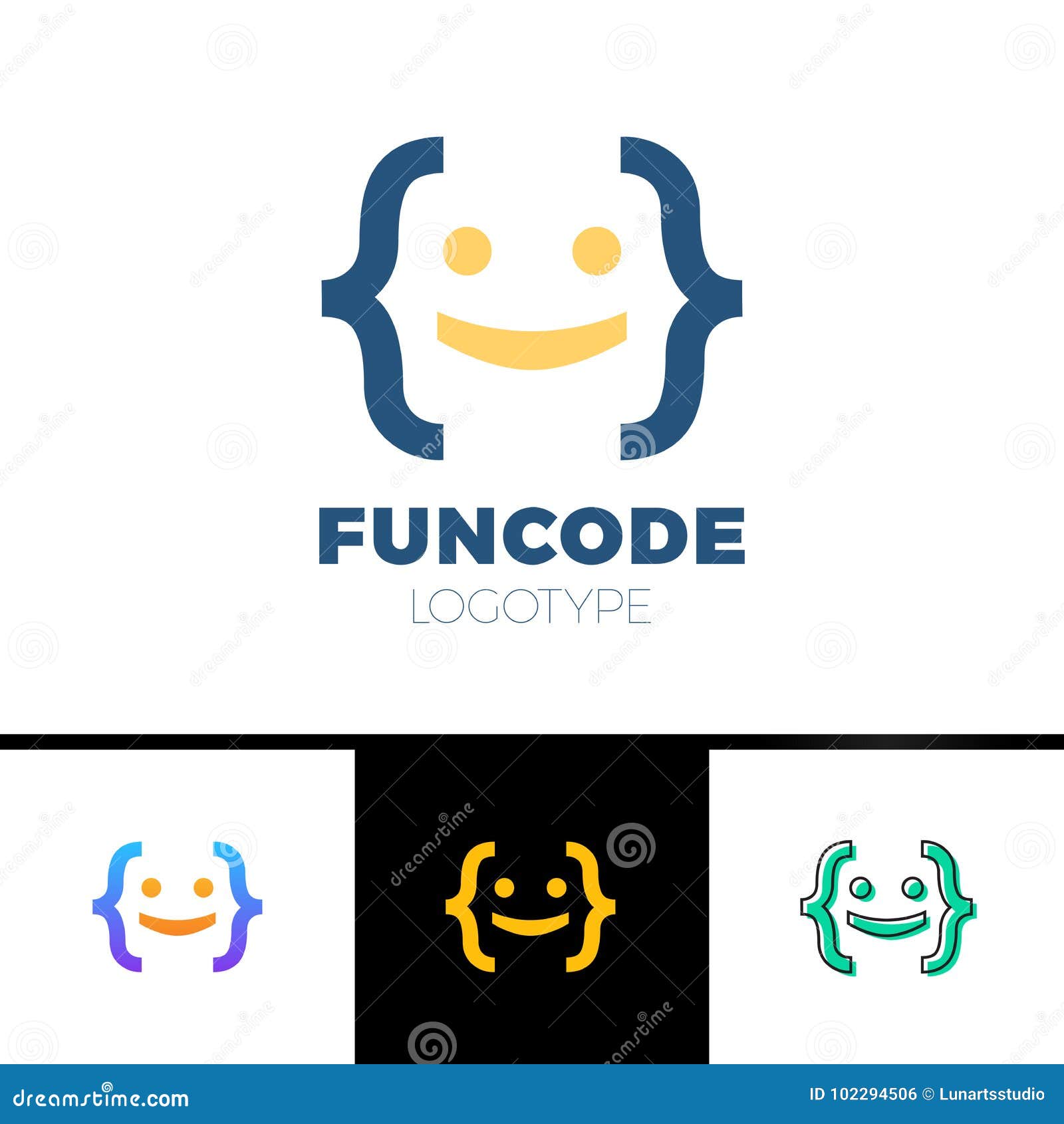 Code Bracket Man Logo - Head of Smile Man Done with Brackets Stock ...