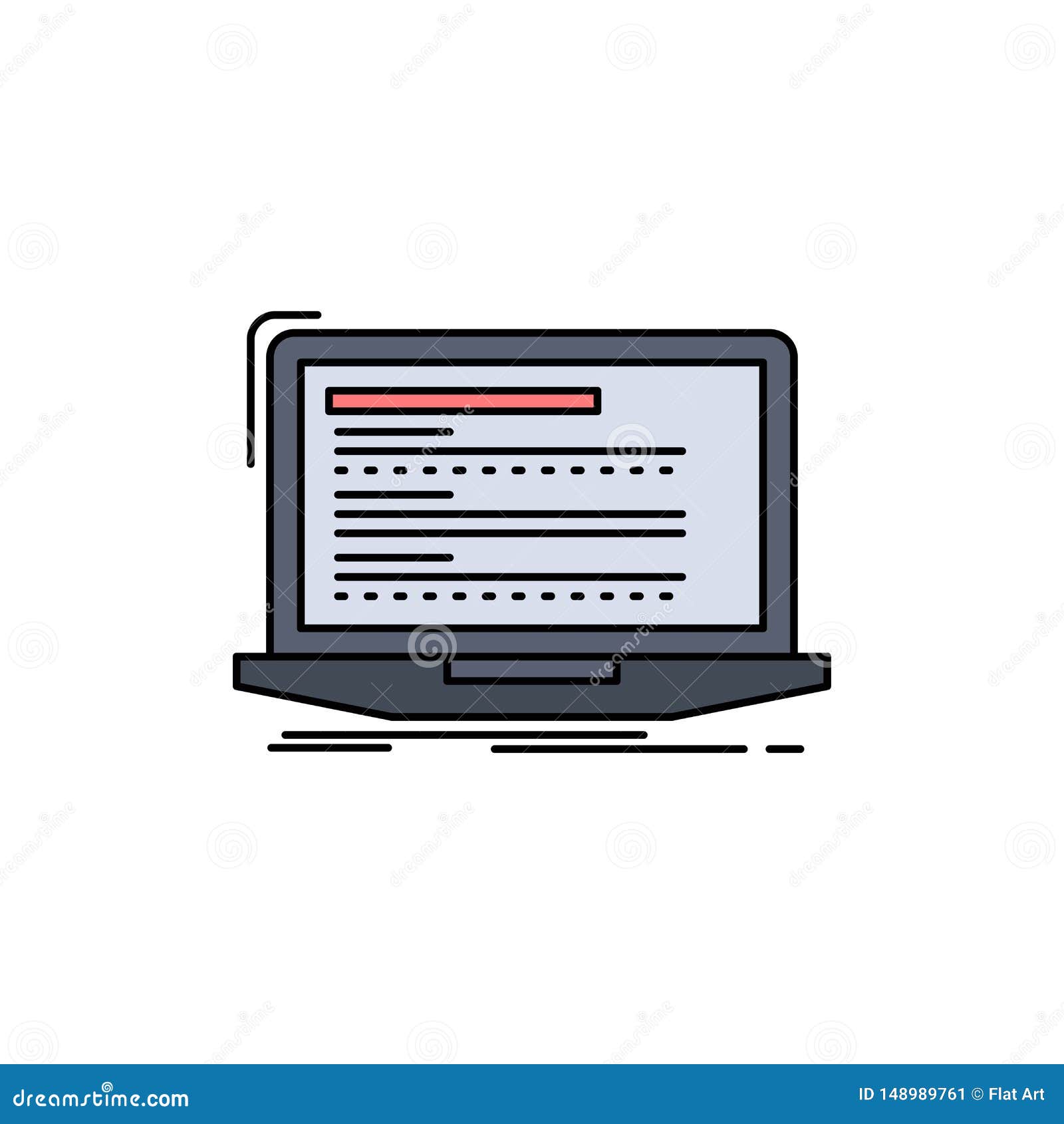 Code, Coding, Computer, Monoblock, Laptop Flat Color Icon Vector Stock ...