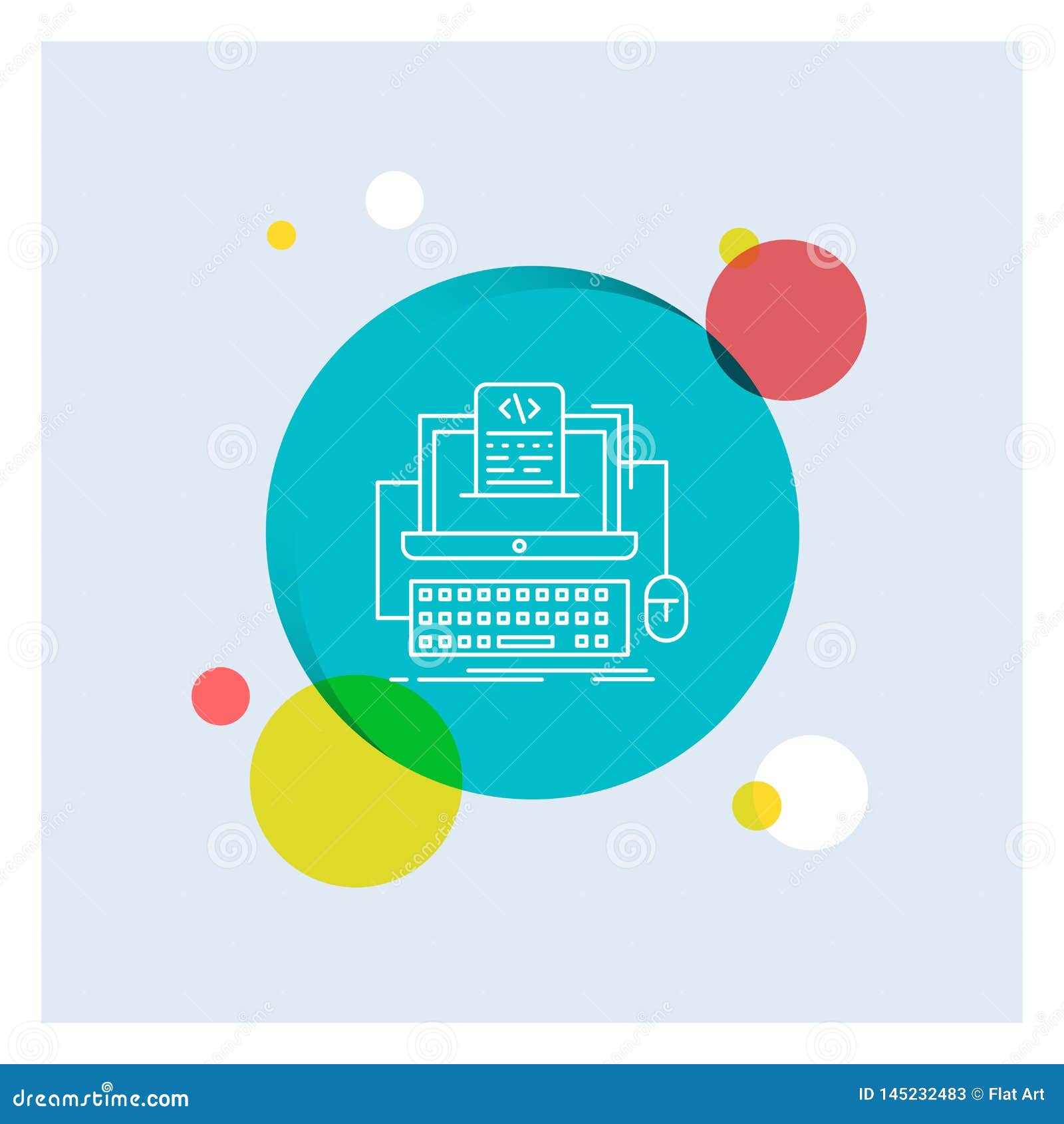 Code, Coding, Computer, Monoblock, Screen White Line Icon Colorful Circle Background Stock ...