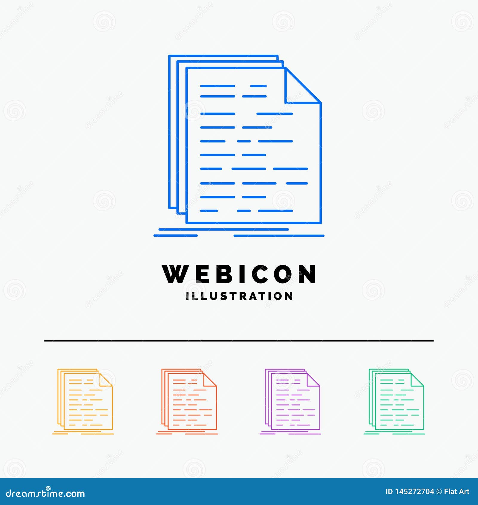 Code Coding Doc Programming Script 5 Color Line Web Icon Template 1675