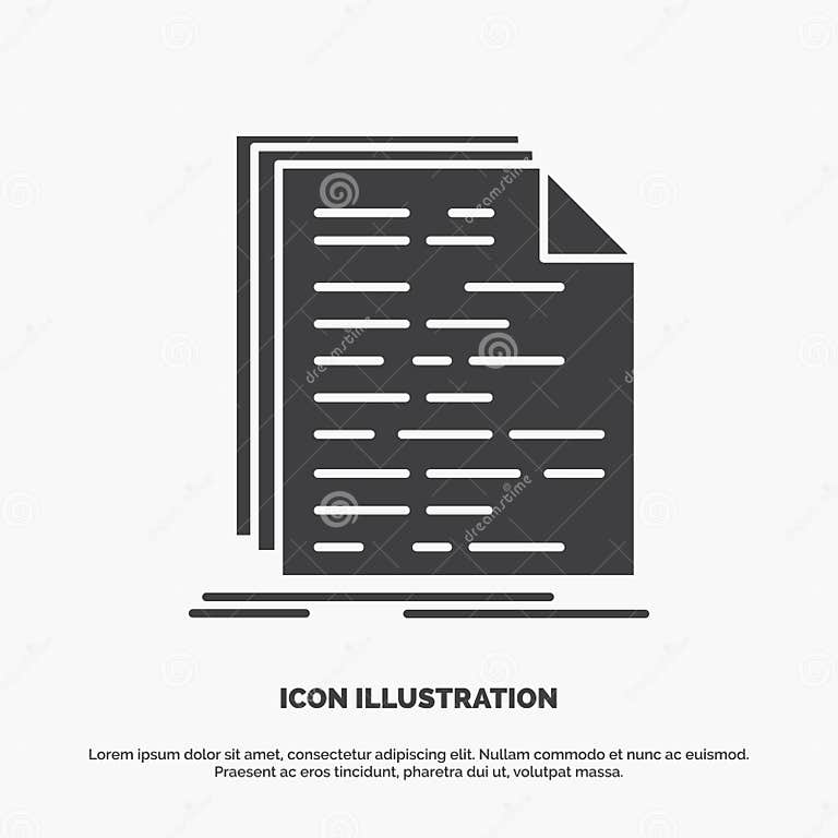 Code Coding Doc Programming Script Icon Glyph Vector Gray Symbol 1536