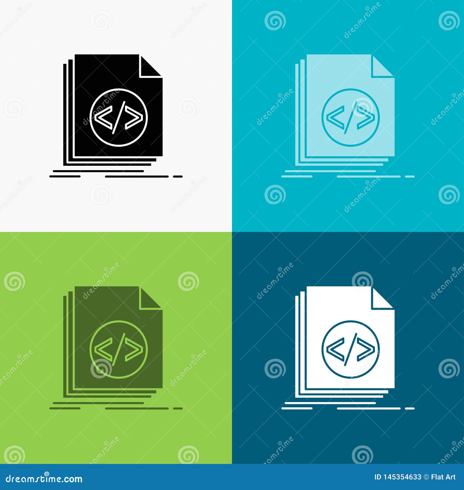 Code Coding File Programming Script Icon Over Various Background Glyph Style Design