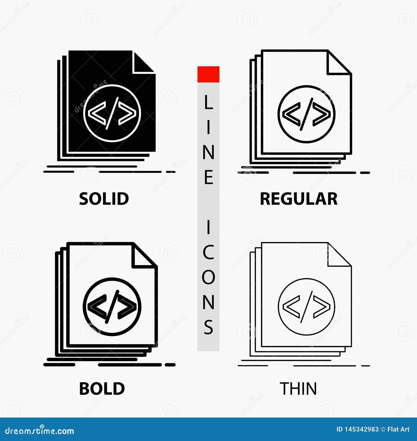 Code Coding File Programming Script Icon In Thin Regular Bold Line And Glyph Style Vector