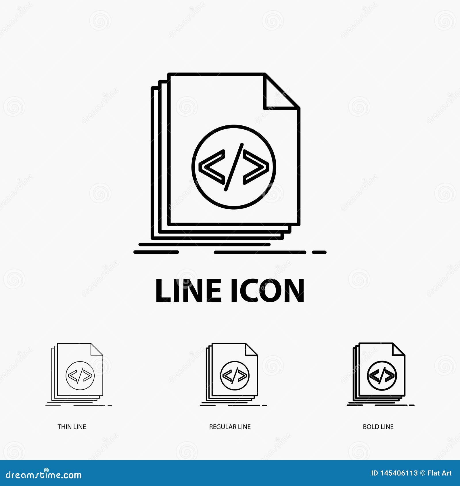 Code Coding File Programming Script Icon In Thin Regular And Bold Line Style Vector