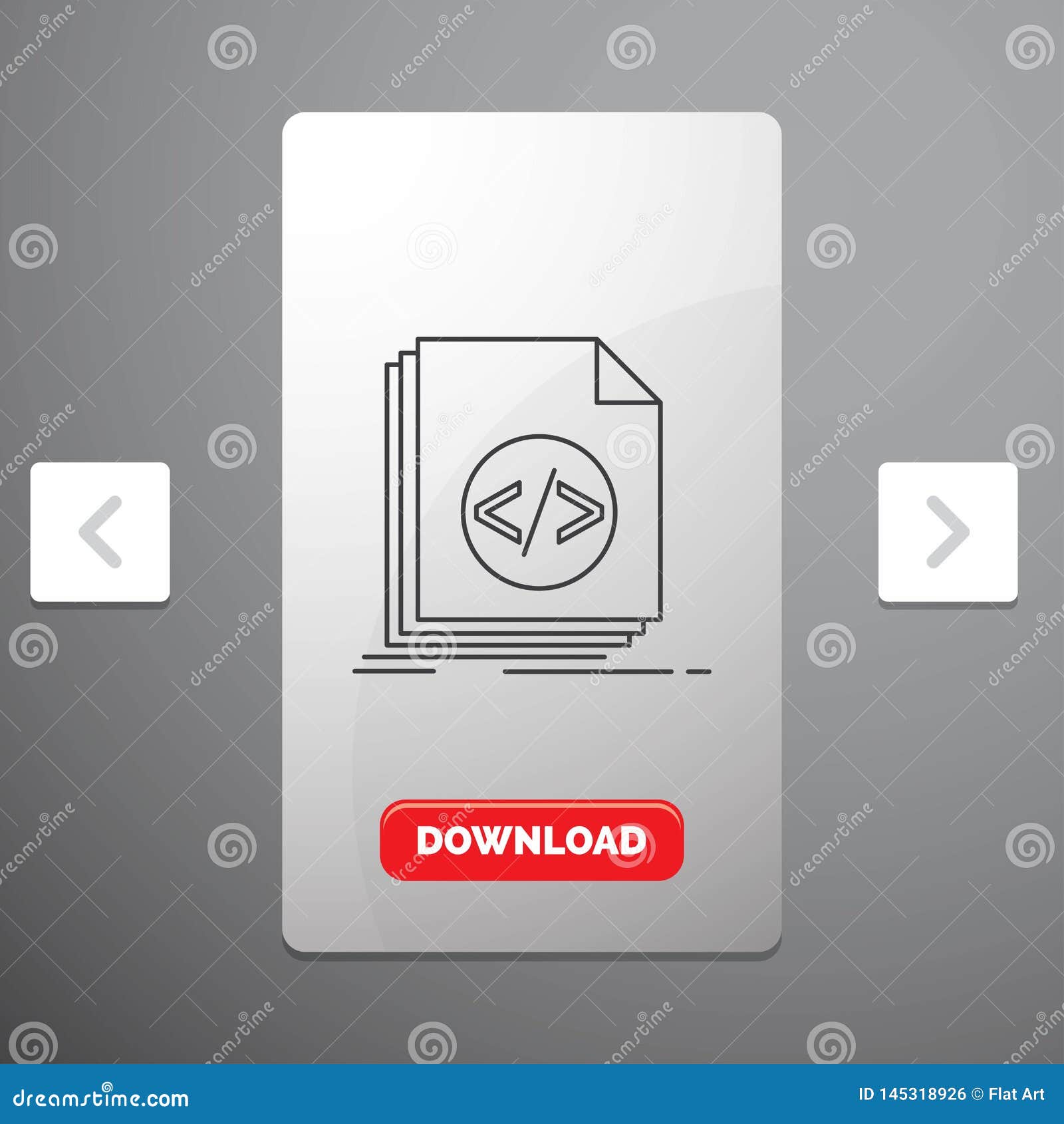Code Coding File Programming Script Line Icon In Carousal Pagination Slider Design And Red