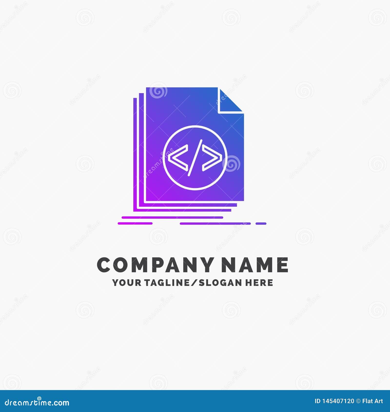 Code Coding File Programming Script Purple Business Logo Template