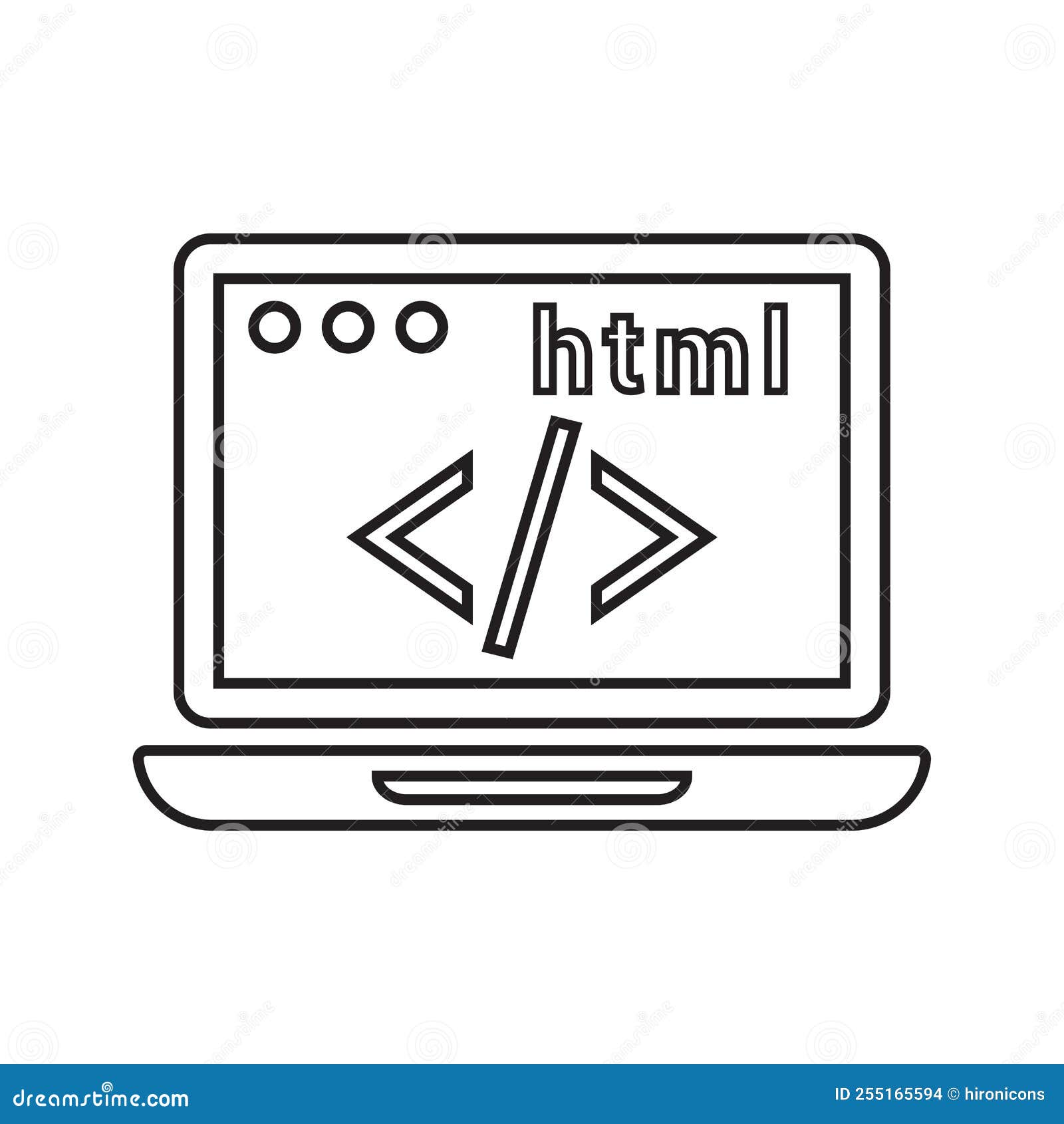 Html Outline Icon Isolated Line Vector Illustration From Programming Collection Editable Thin