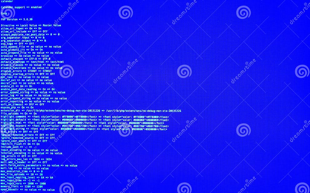 Code in Command Line Interface on Blue Background, Front View. UNIX Bash Shell Stock Photo ...