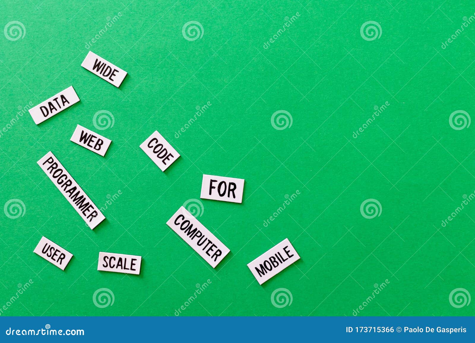Code Computer Programmer Data Text on Green Background. Flat Color ...