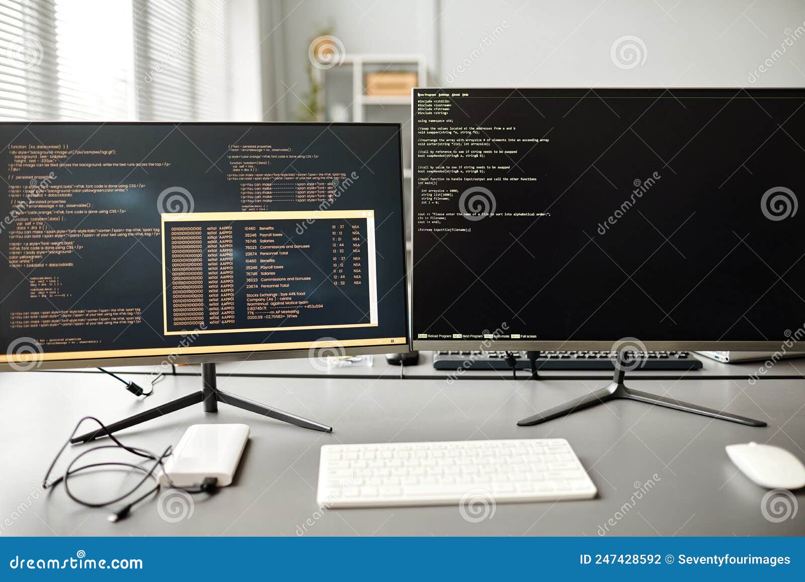 Code on Computer Screens stock photo. Image of screen - 247428592