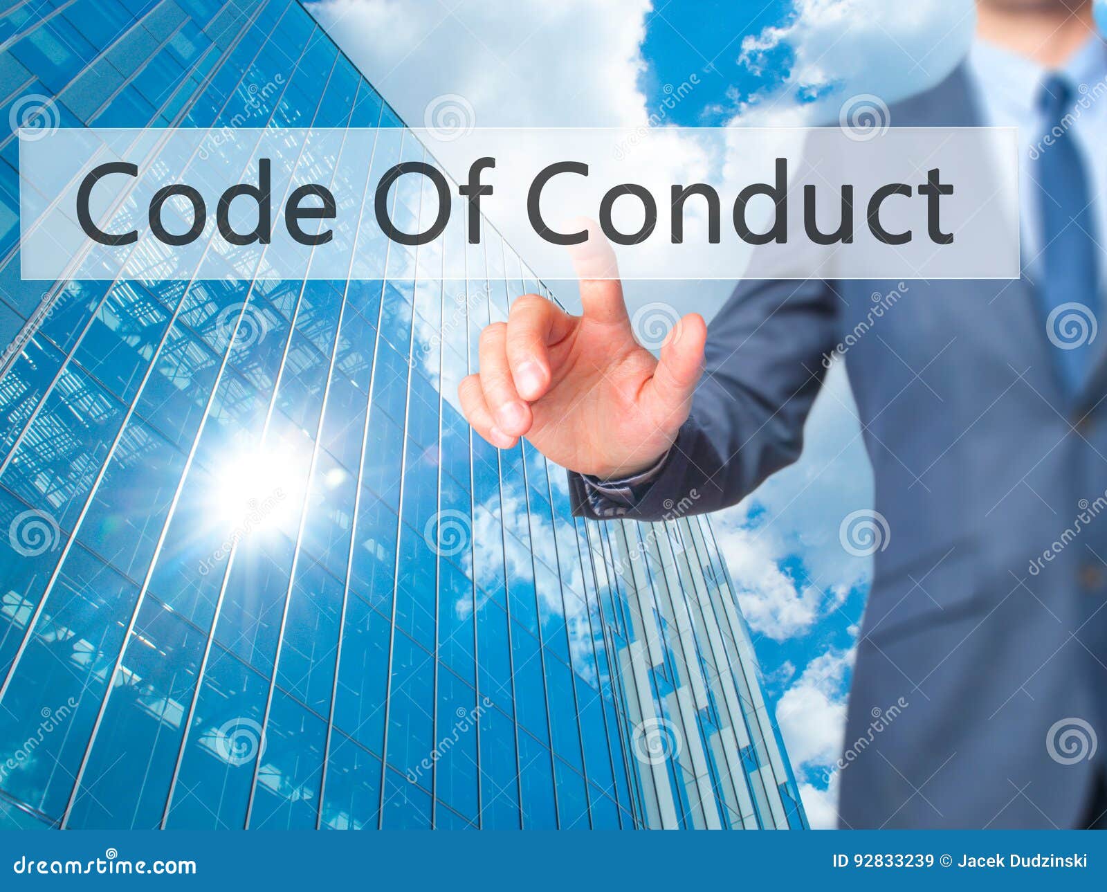 Code of Conduct - Businessman Hand Pressing Button on Touch Screen ...