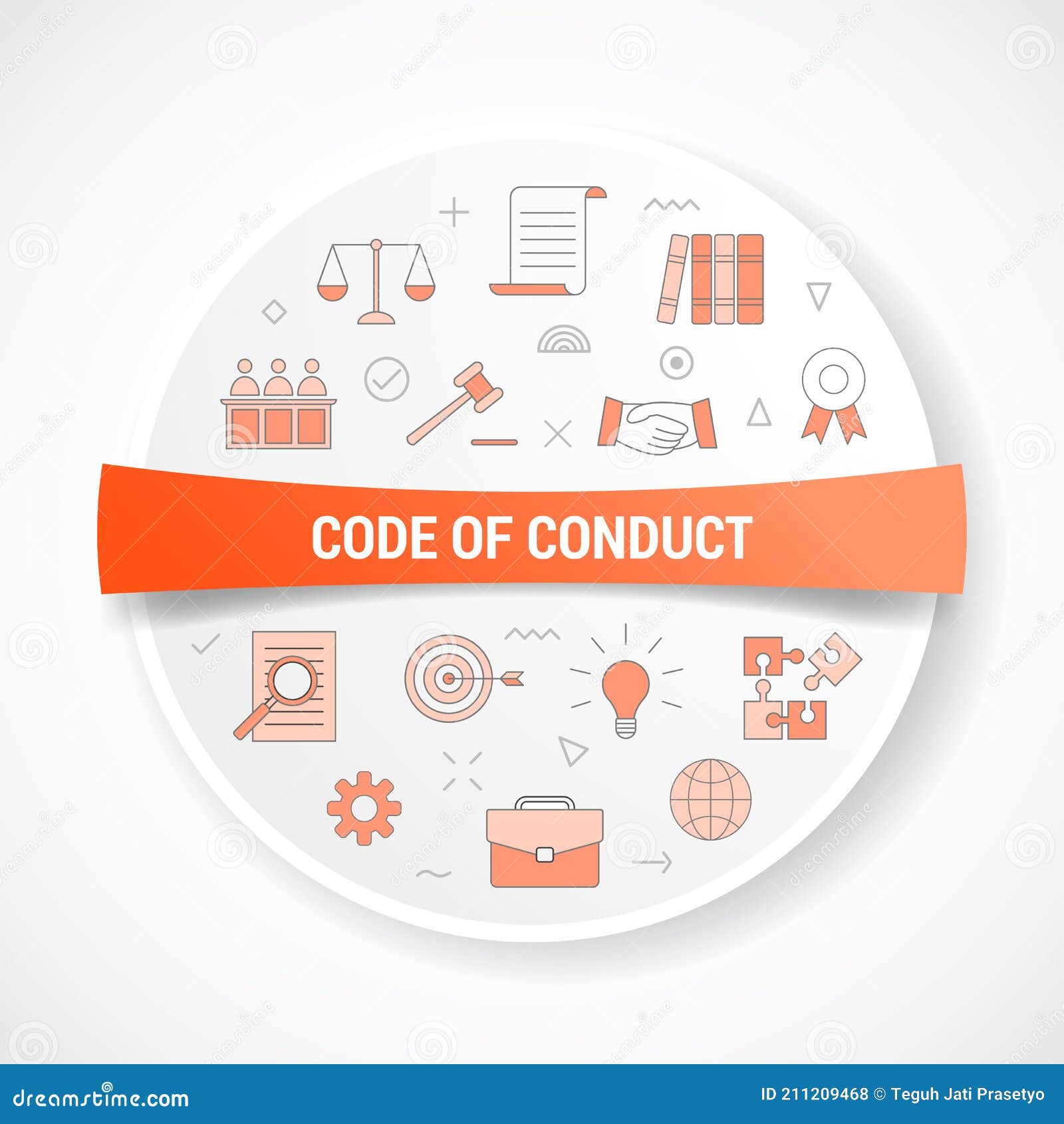 Code of Conduct Concept with Icon Concept with Round or Circle Shape ...