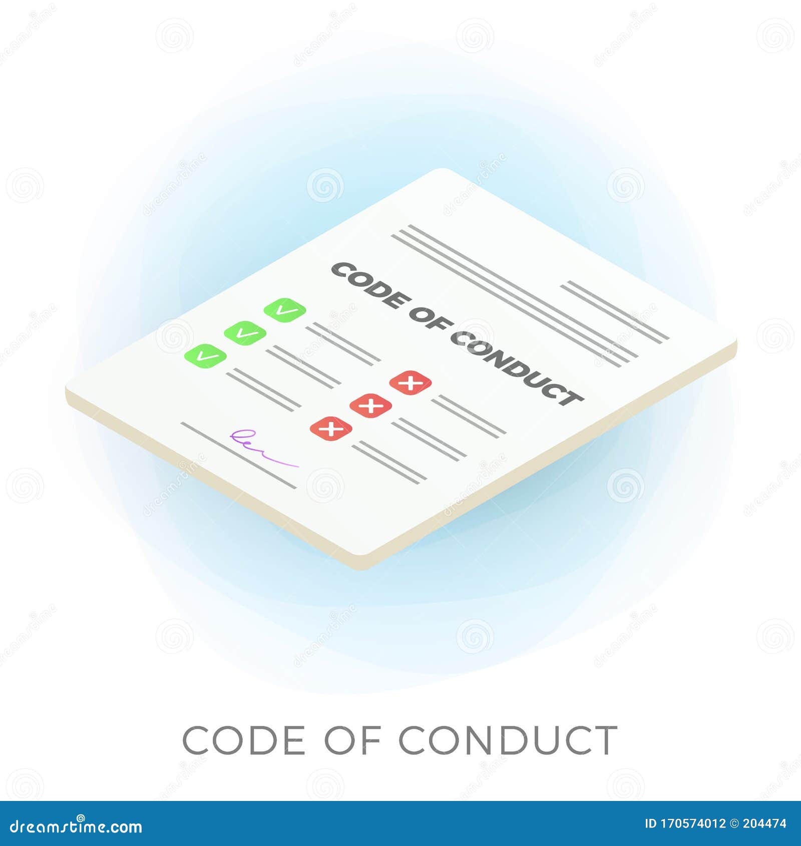 Code of Conduct Isometric Vector Icon. Document with Concept of Ethical ...