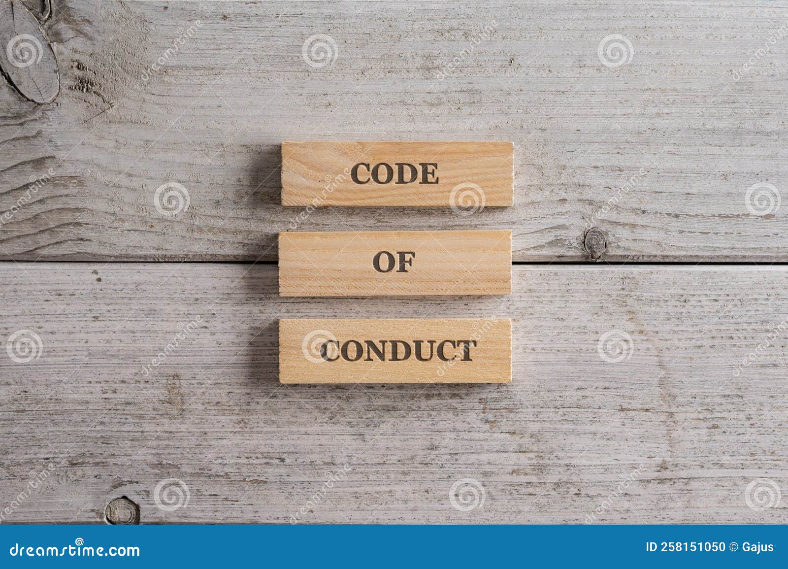 Code of Conduct Sign Spelled on a Stack of Three Wooden Blocks Stock ...