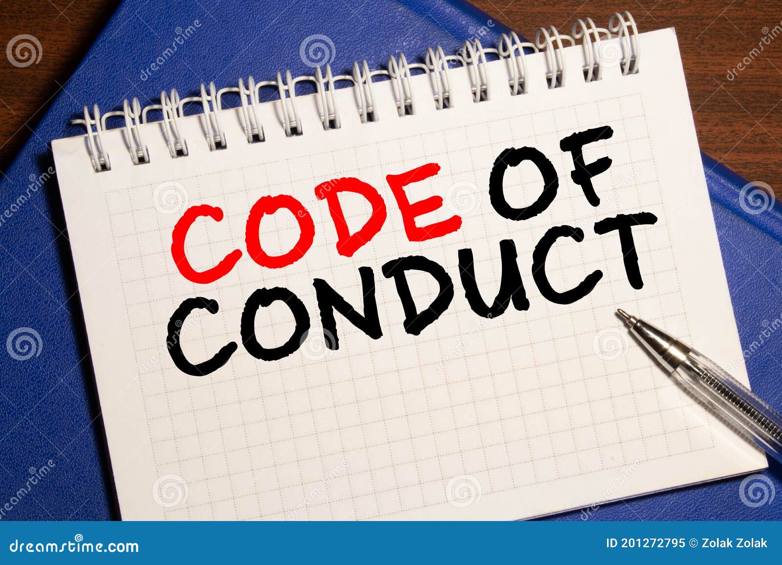 Code of Conduct Text Written on Notebook Page, Red Pencil on the Right ...