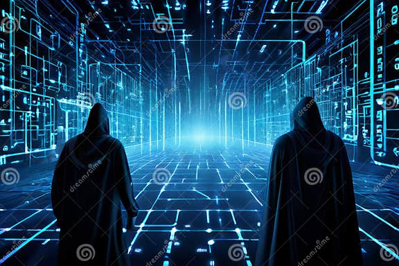Code Crusaders Characters Navigate a Matrix Like World with Thei Stock ... Code Crusaders Characters Navigate a Matrix Like World with Thei Stock ...