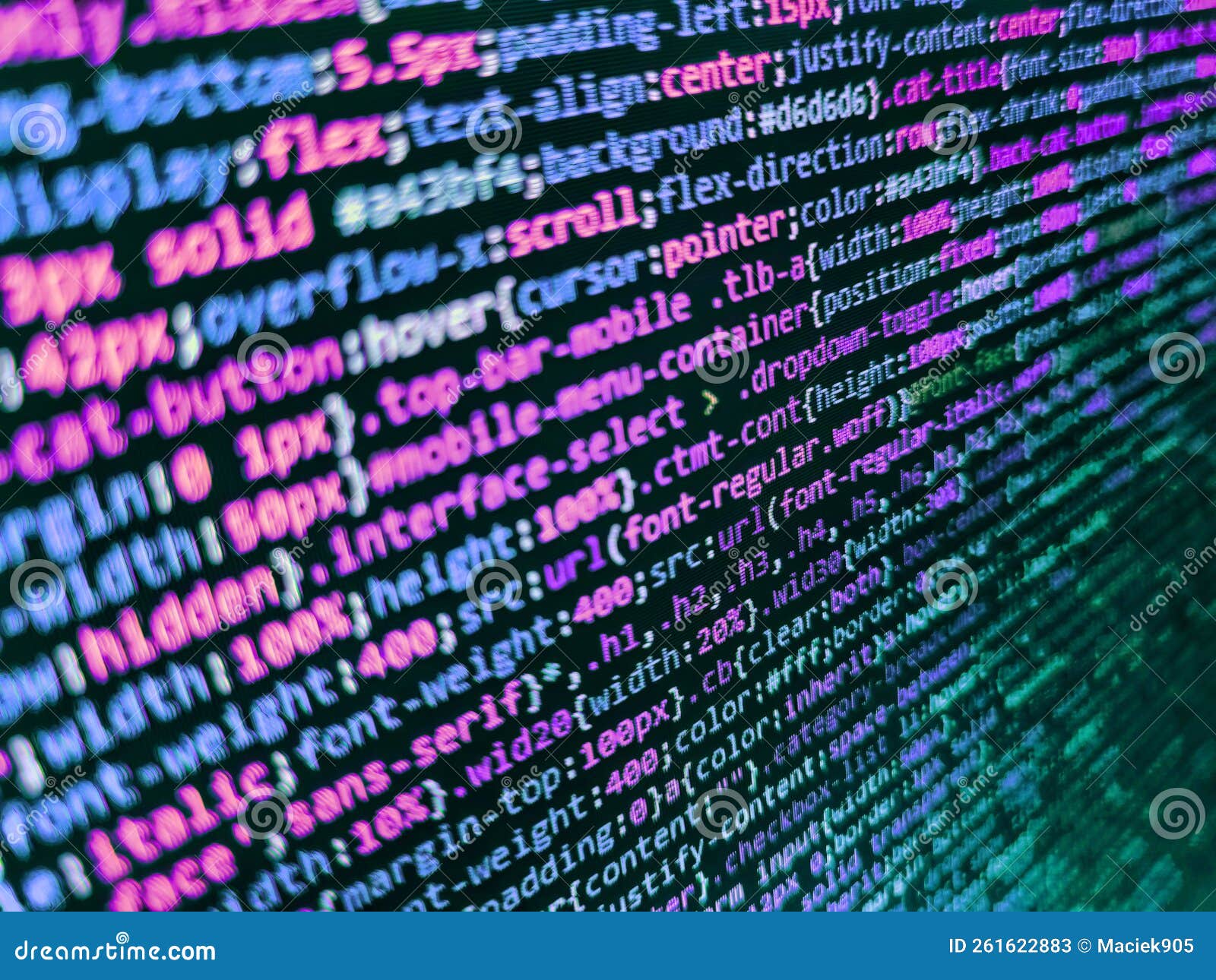 Code on Dark Background. Developer Working on Program Codes in Office. Javascript Code in ...