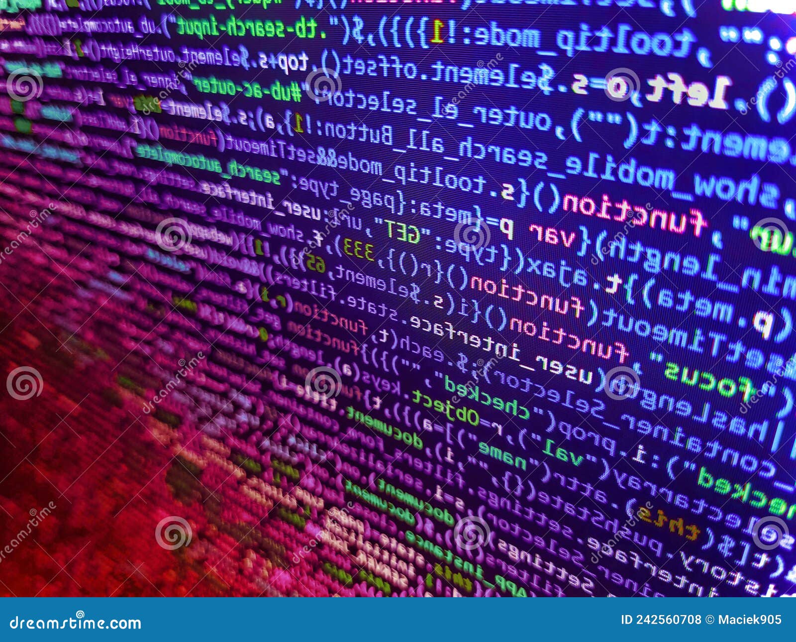 Code On Dark Background Shallow Depth Of Field Selective Focus Effect Computer Script Coding