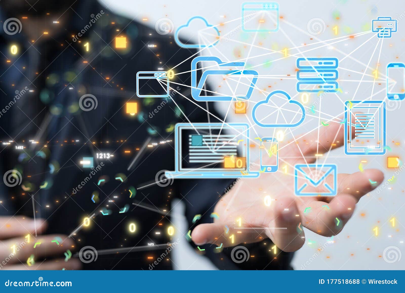 A Code Data Concept in Hand Digital 3d Stock Photo - Image of industry ...