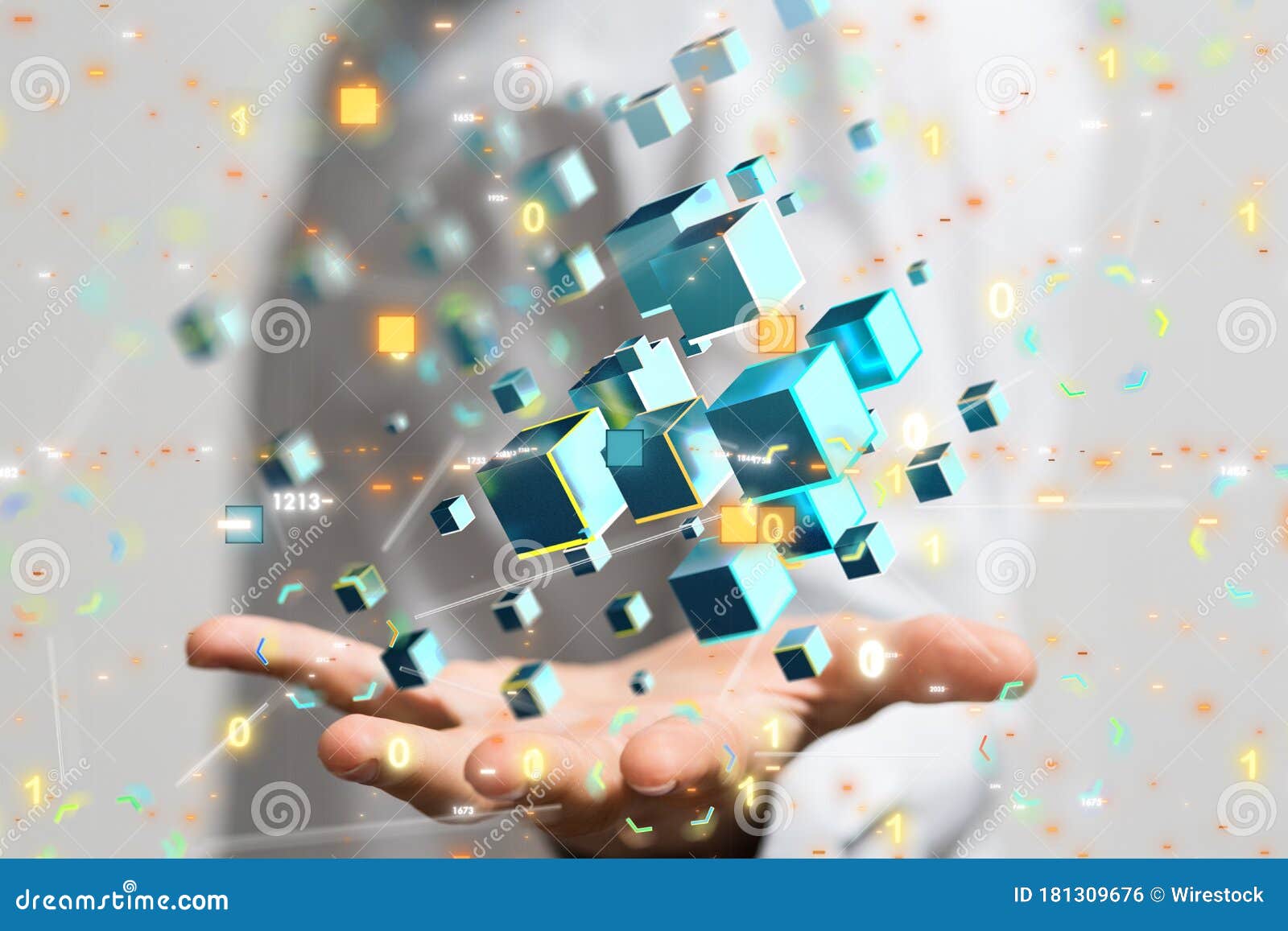 A Code Data Concept in Hand Digital 3d Stock Photo - Image of display ...