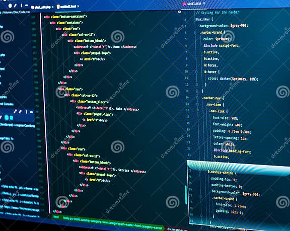 Code De Stylesheet De CSS Division Du HTML Et Du CSS Dans Le Rédacteur Web Ou Développement D ...