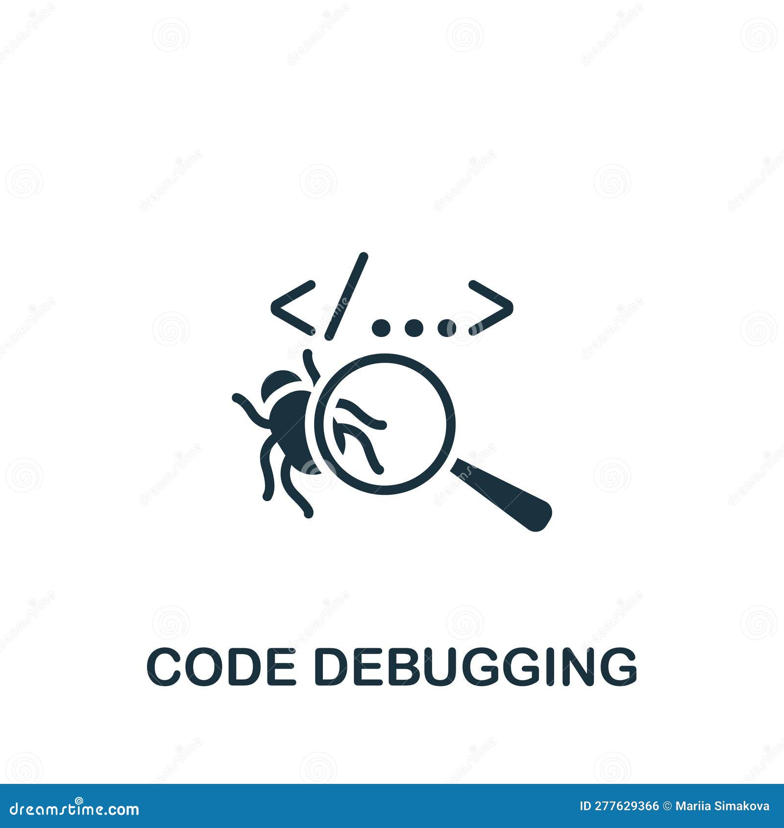 Code Debugging Icon. Monochrome Simple Sign from App Development ...