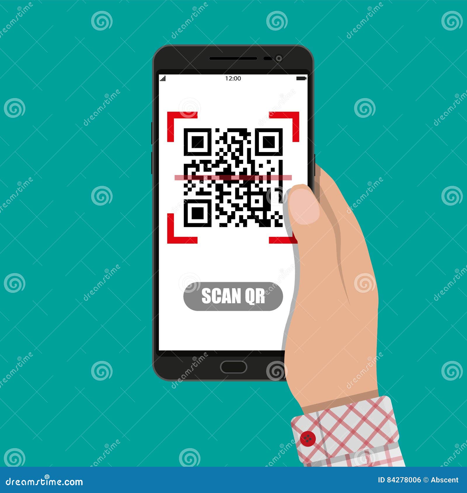 Code Des Scans QR Zum Handy Vektor Abbildung - Illustration von fahne ...
