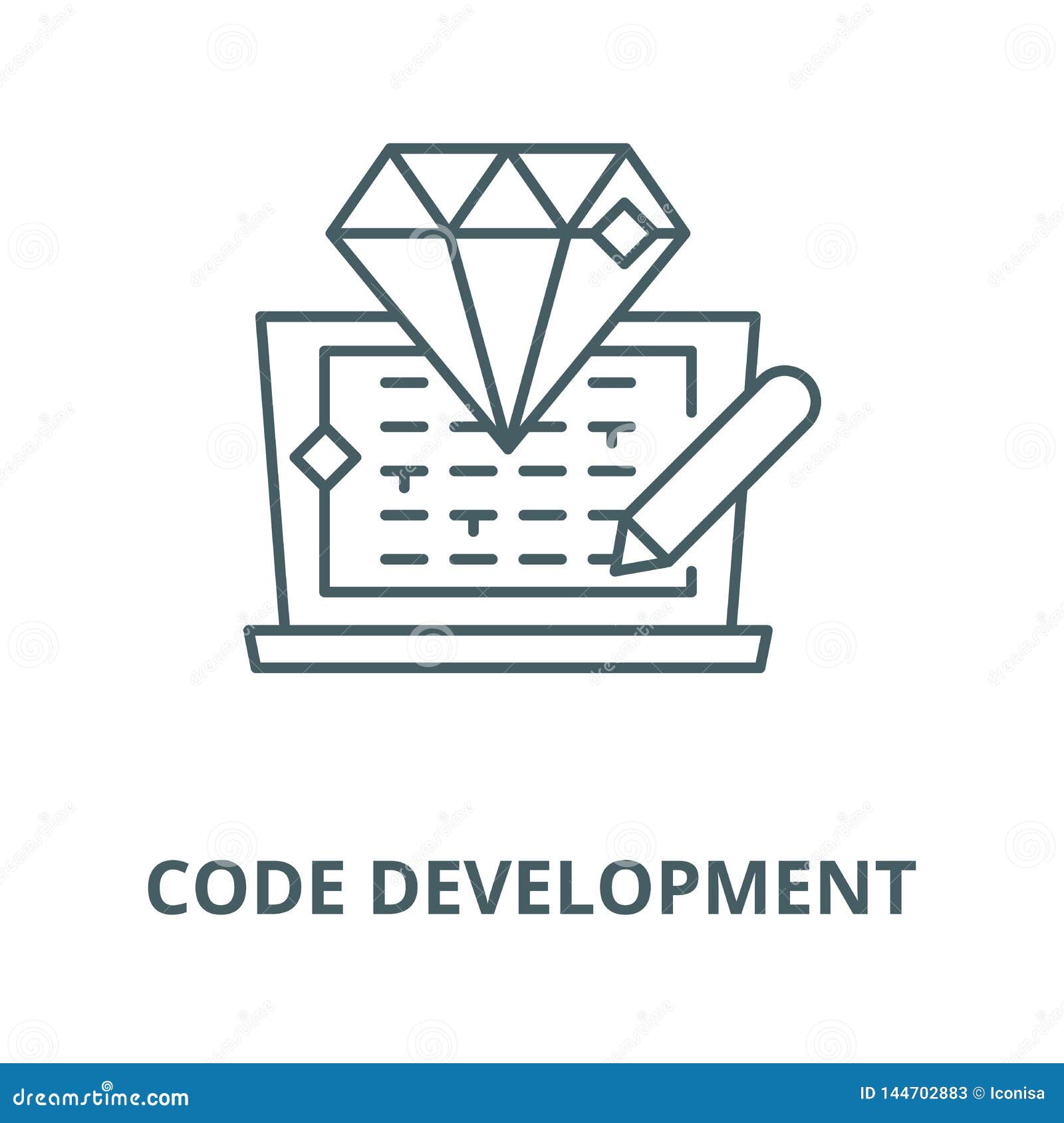 Code Development Line Icon, Vector. Code Development Outline Sign ...