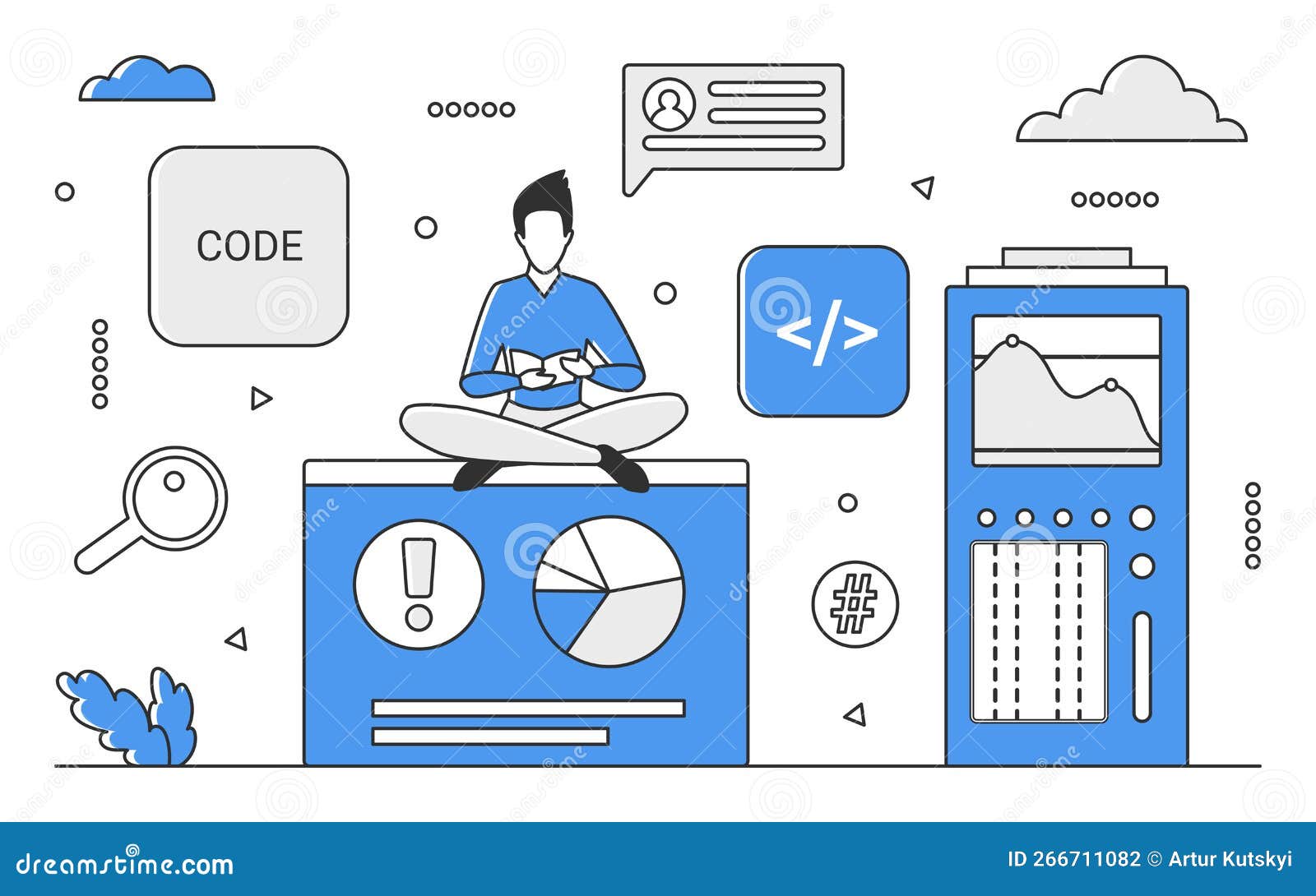 Low-code Development System Concept. 3d Render Robot Pressing Virtual ...