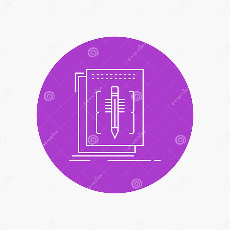 Code, Edit, Editor, Language, Program White Line Icon in Circle ...