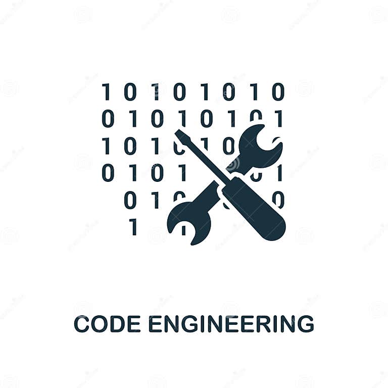 Code Engineering Icon. Monochrome Style Design from Big Data Icon Collection. UI. Pixel Perfect ...