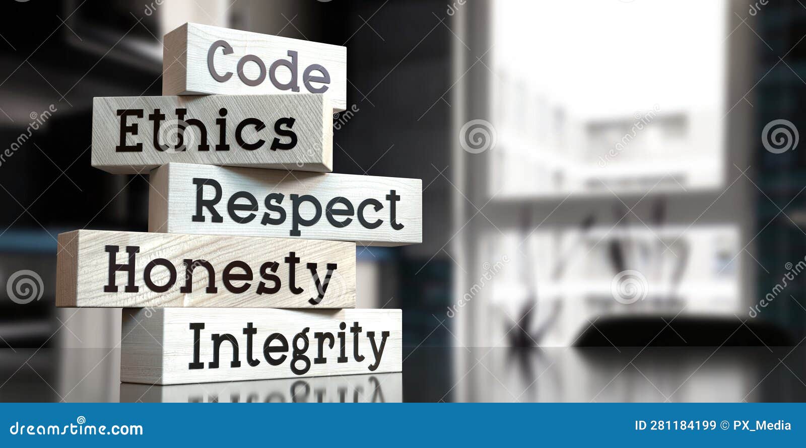 Code, Ethics, Respect, Honesty, Integrity - Words on Wooden Blocks ...