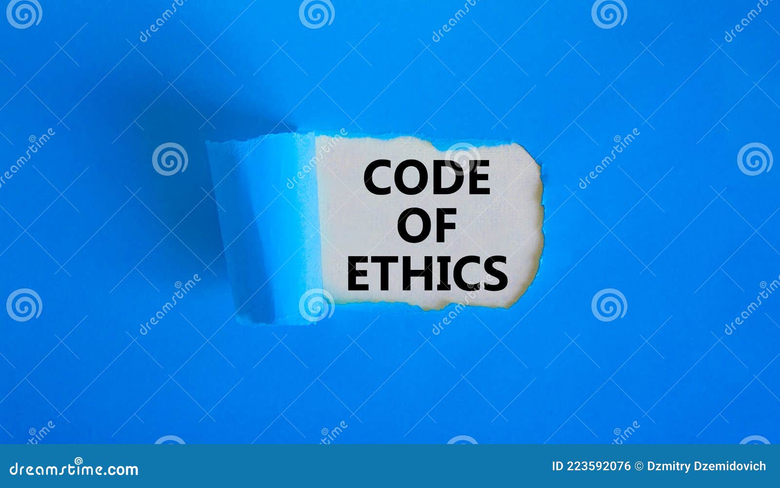 Code of Ethics Symbol. Words `Code of Ethics` Appearing Behind Torn ...