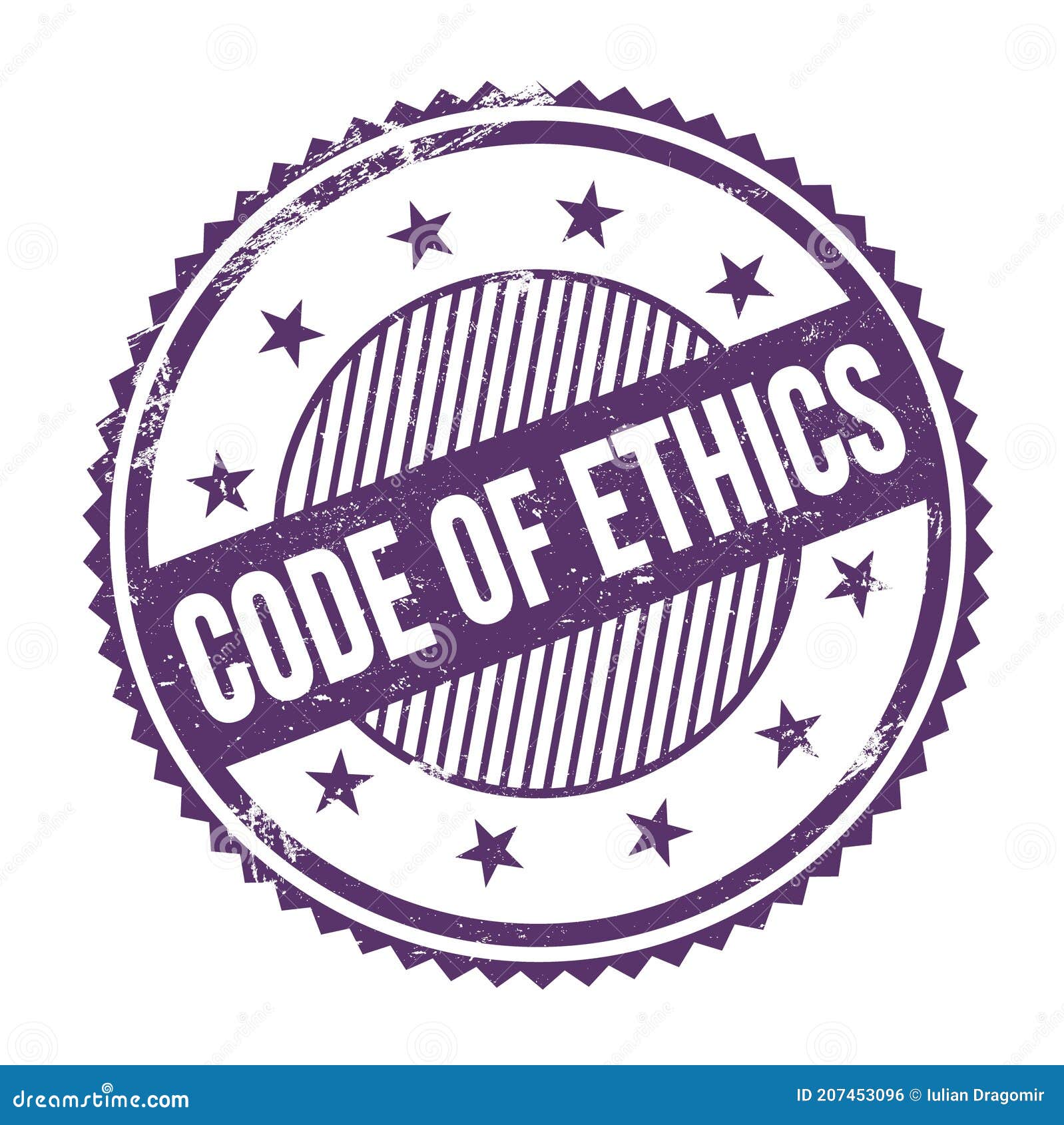 CODE of ETHICS Text Written on Purple Indigo Grungy Round Stamp Stock ...