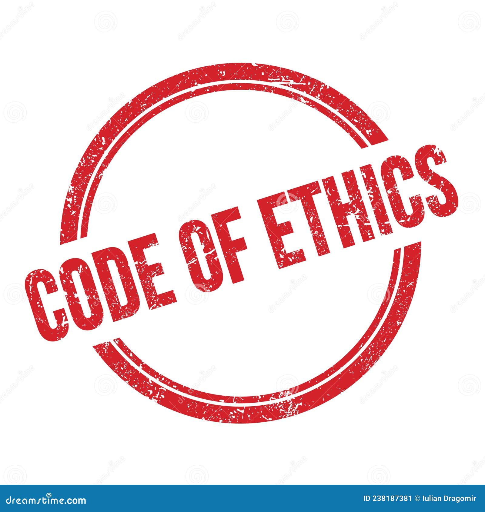 CODE of ETHICS Text Written on Red Grungy Round Stamp Stock ...