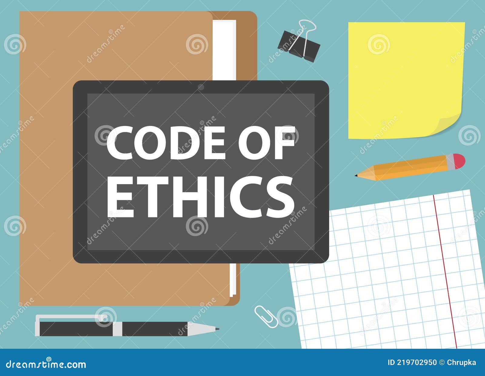 Code of Ethics Written on Tablet Screen Stock Vector - Illustration of ...