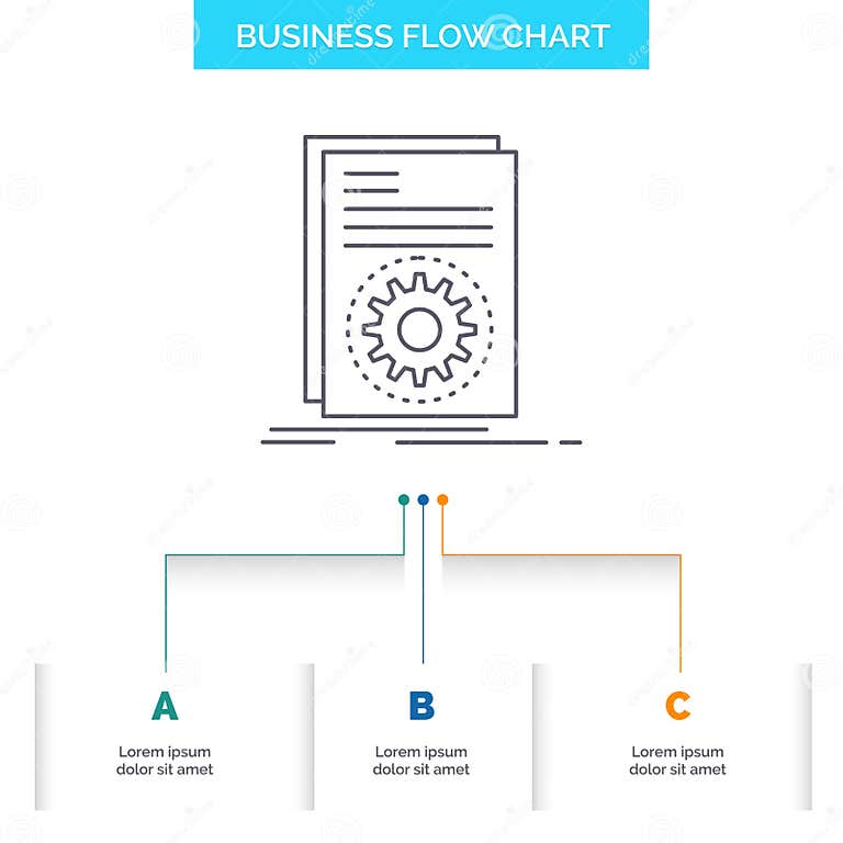 Code Executable File Running Script Business Flow Chart Design With 3 Steps Line Icon For