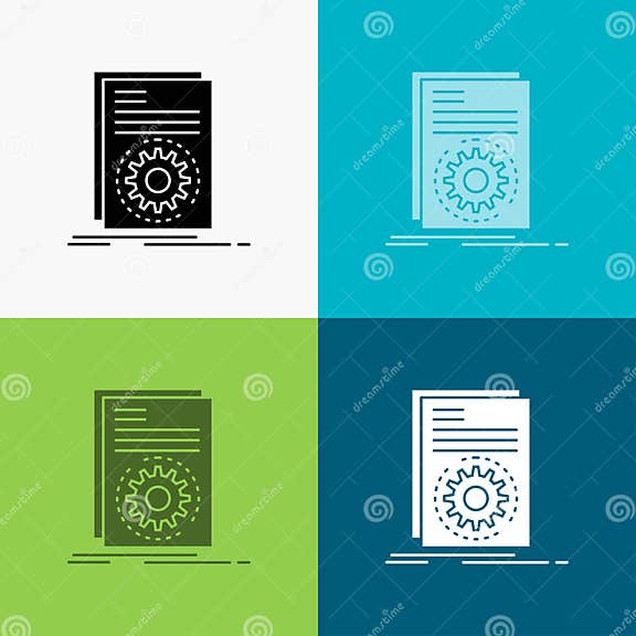 Code Executable File Running Script Icon Over Various Background Glyph Style Design