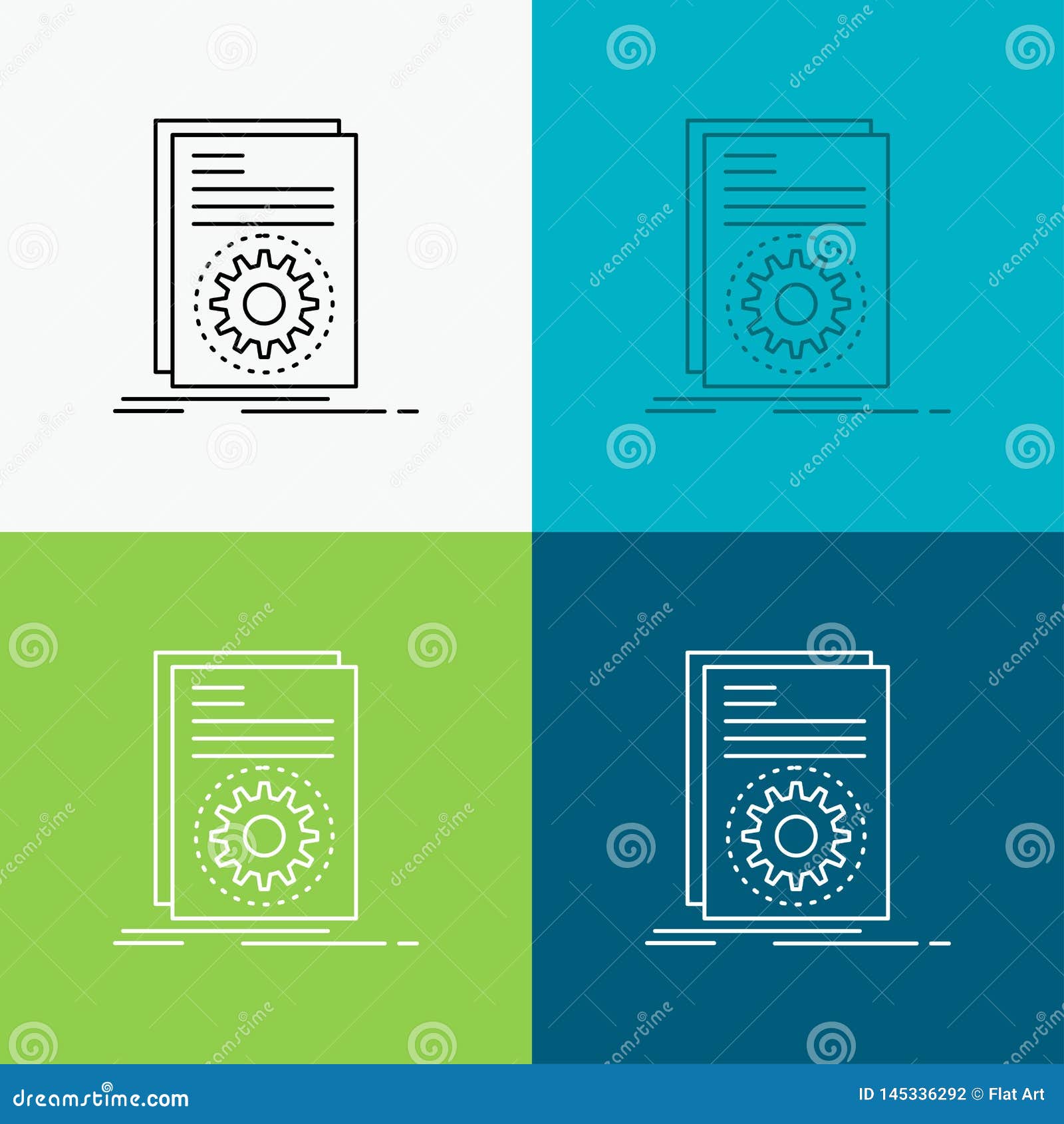 Code Executable File Running Script Icon Over Various Background Line Style Design