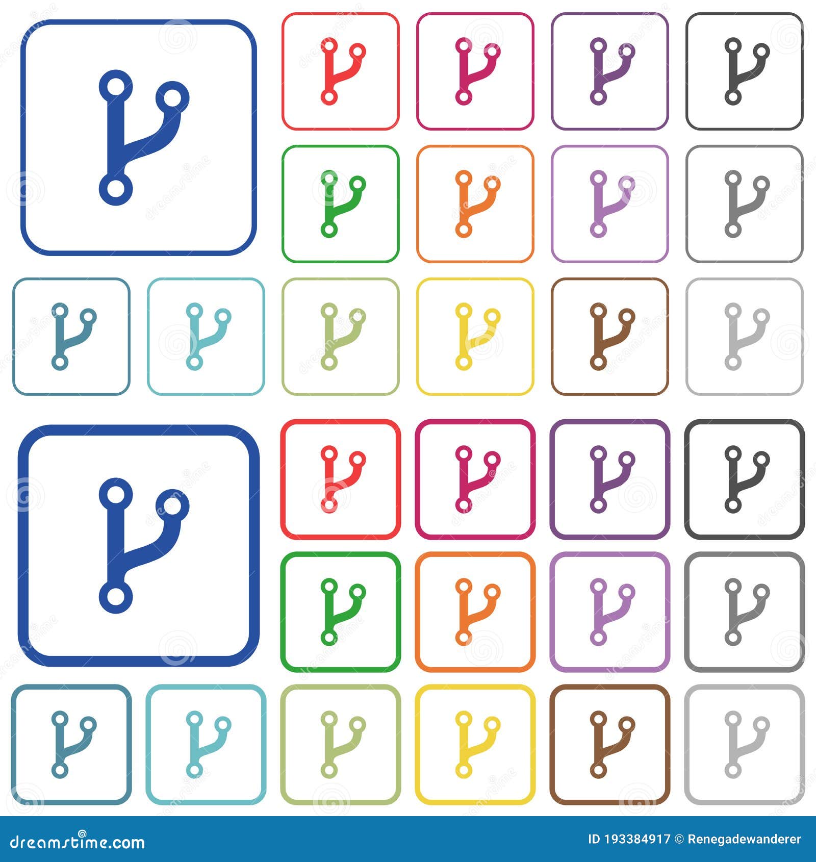 Code Fork Outlined Flat Color Icons Stock Vector - Illustration of ...