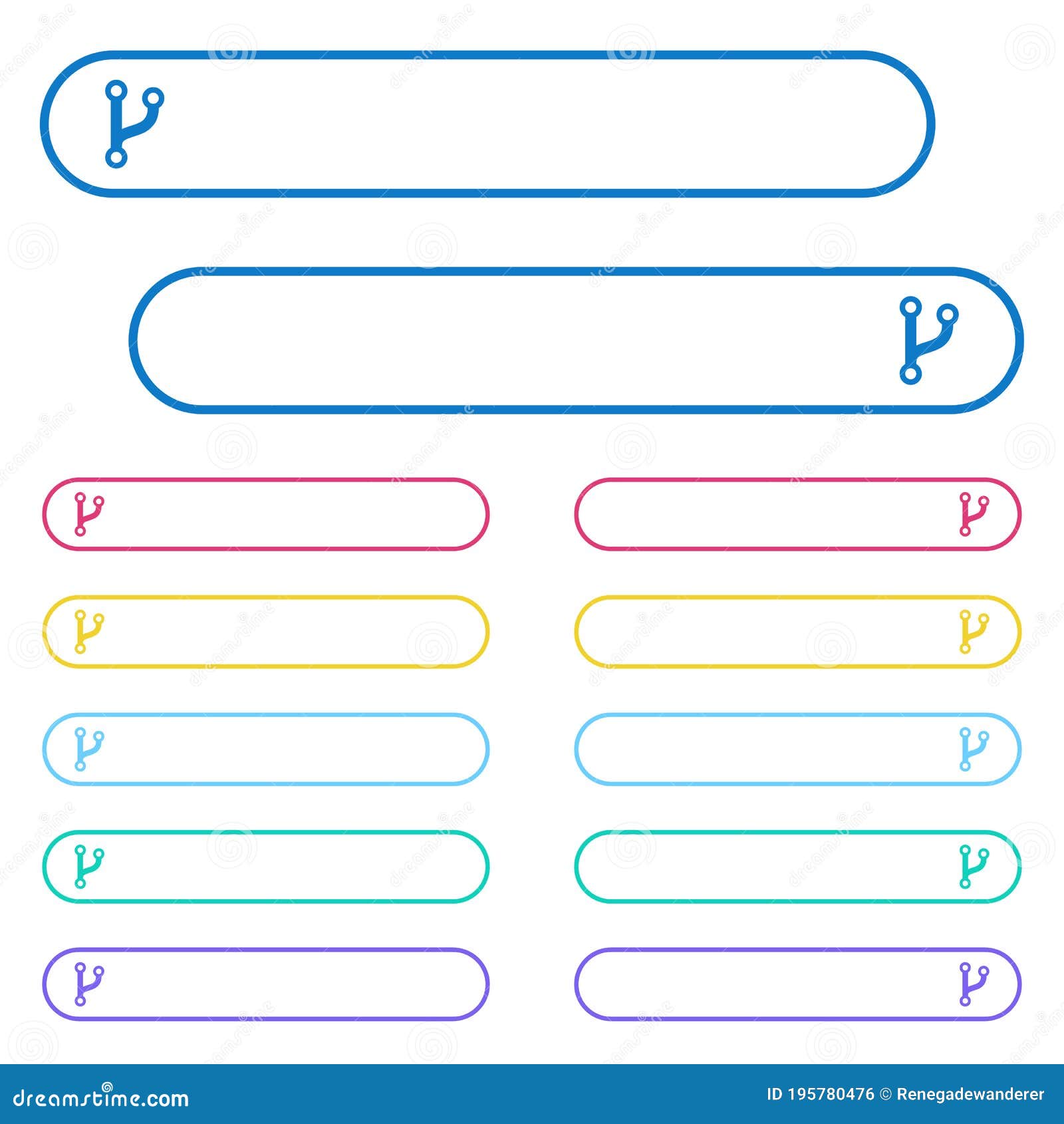 Code Fork Icons In Rounded Color Menu Buttons Stock Vector