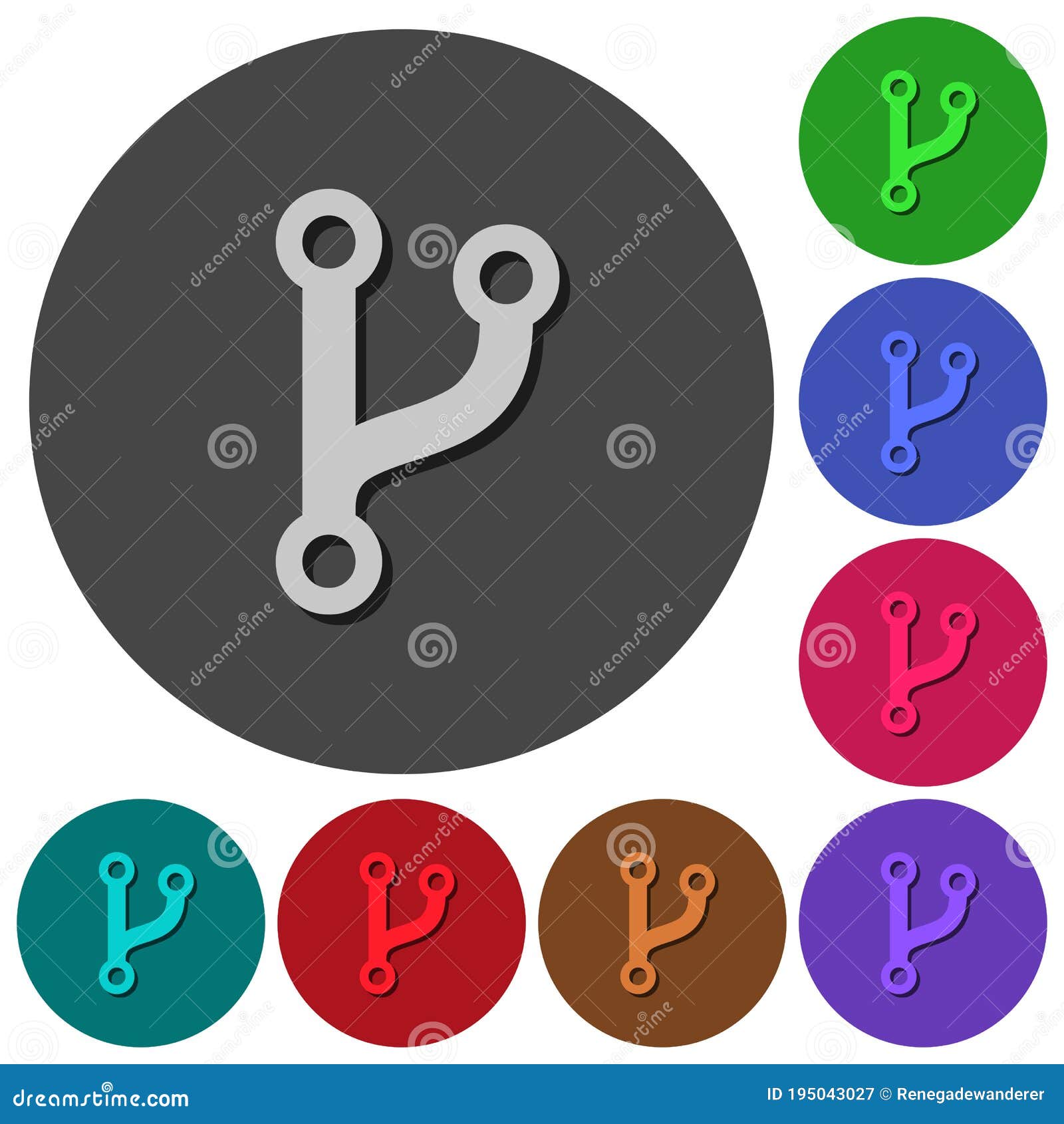 Code Fork Icons with Shadows on Round Backgrounds Stock Vector ...