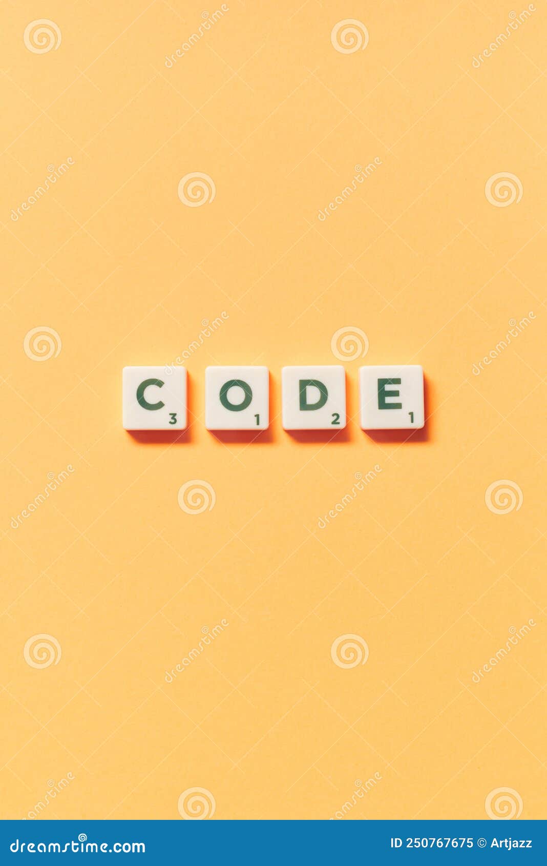 Code Formed of Scrabble Blocks on Yellow Background. Stock Image ...