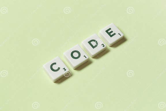 Code Formed of Scrabble Elements on Green Background. Stock Photo ...