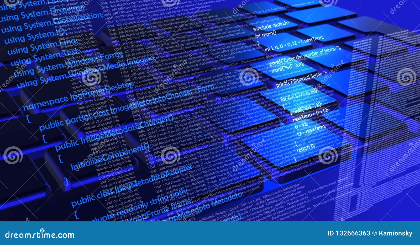 Code Future Technology, Blue Cyber Concept Background Stock ...