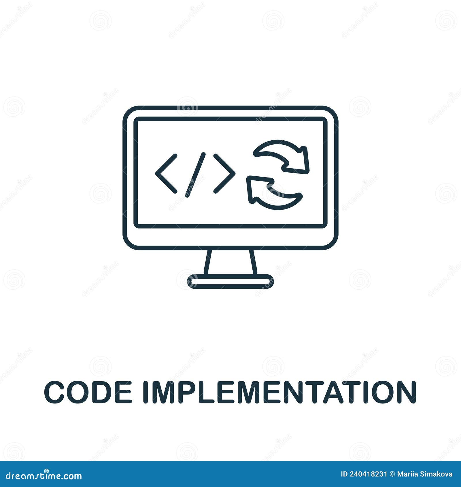 Code Implementation Icon. Line Element from Production Management ...