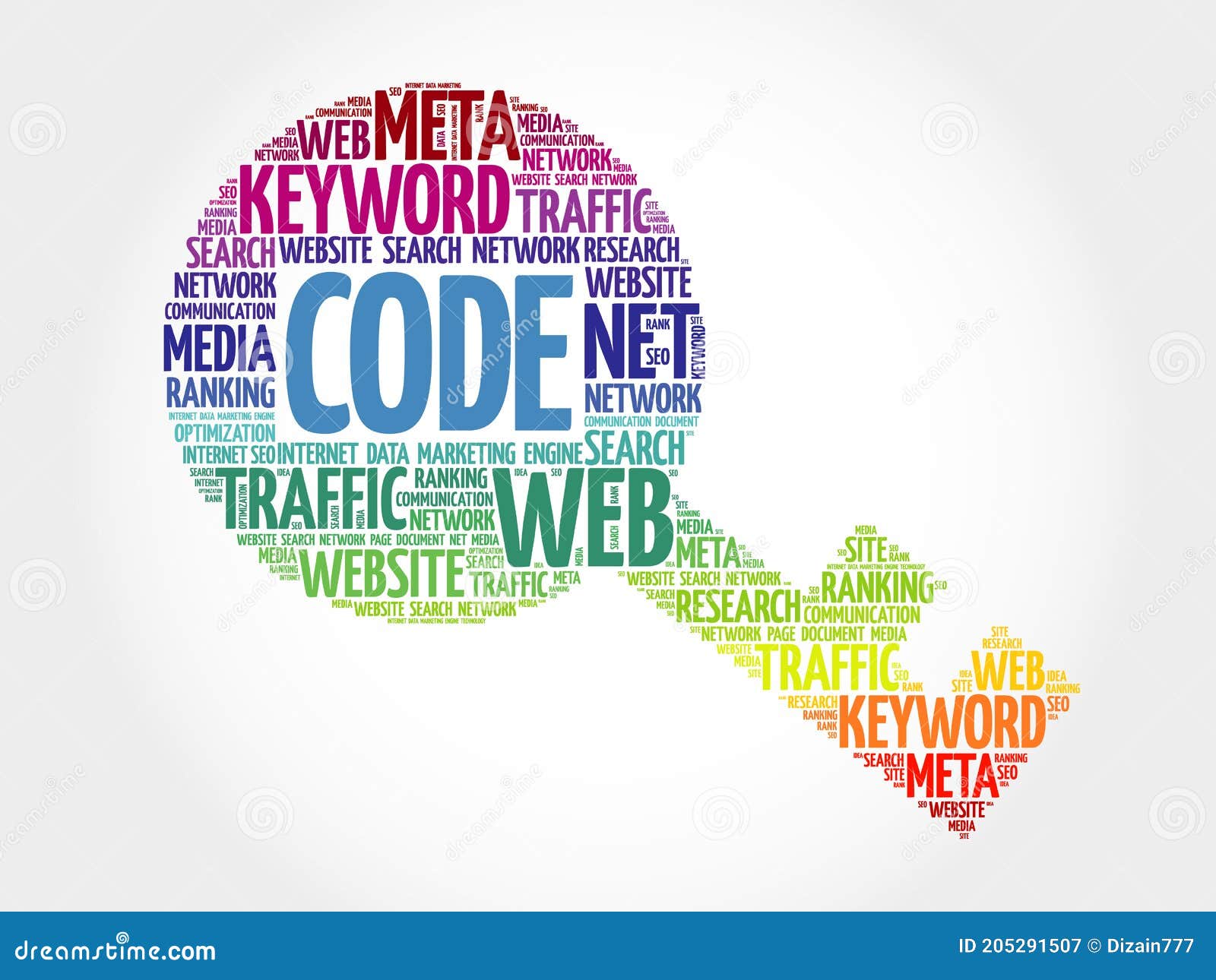 Code Key word cloud stock illustration. Illustration of script - 205291507