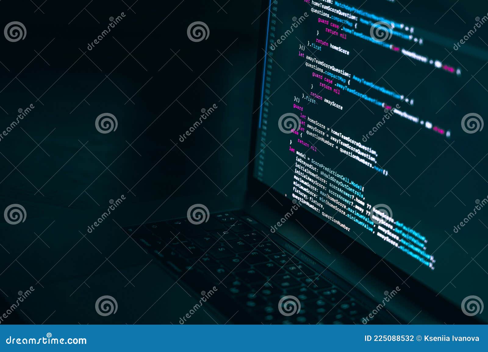The Code on the Laptop Screen at Night. Software Development Stock Photo - Image of hacker ...